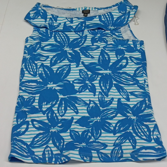 Rafaella | Tops | Rafaella Studio Sleeveless Blue White Blouse | Poshmark